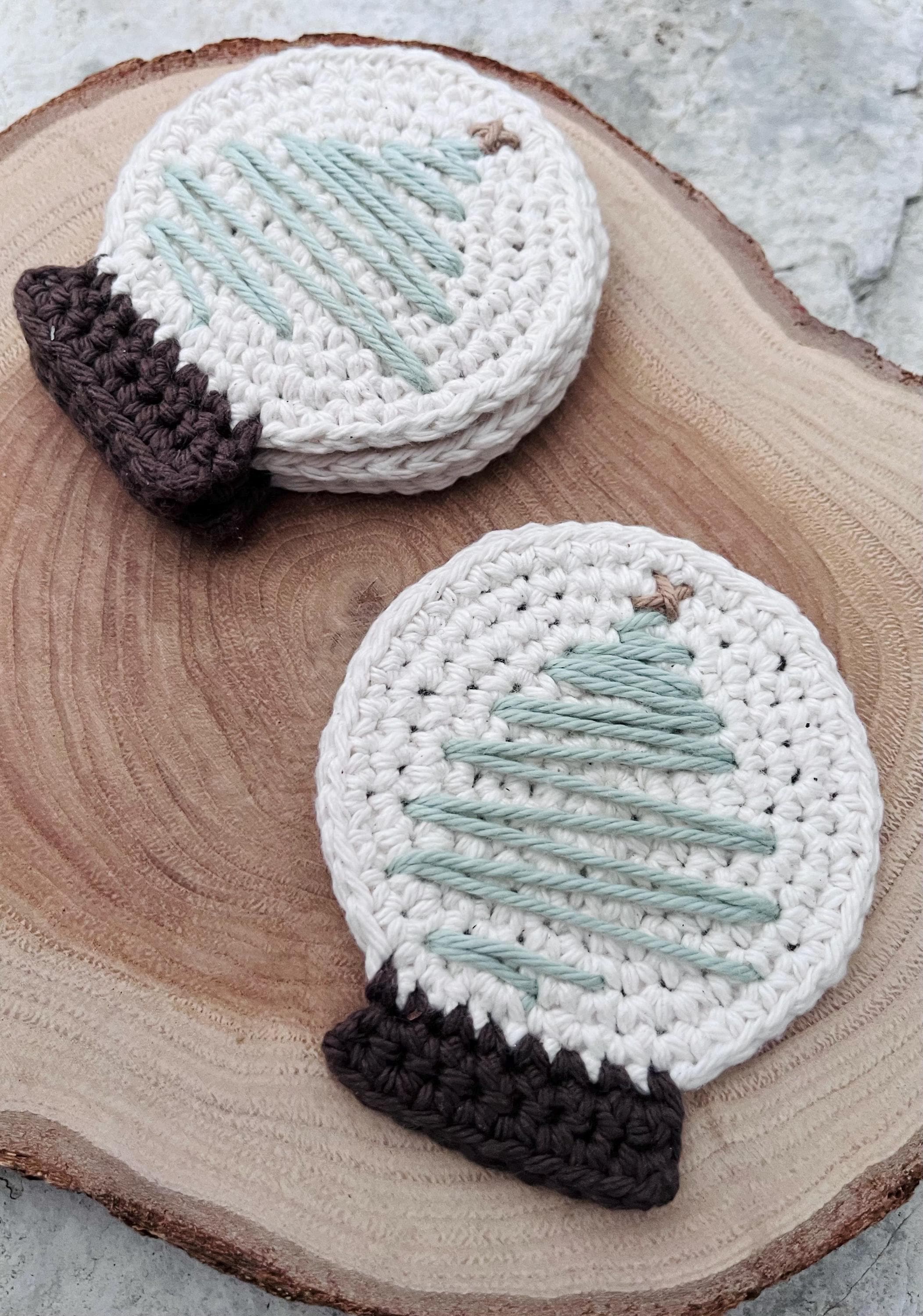 Snow Globe Christmas Tree Crocheted Coasters Set of 4 - Etsy