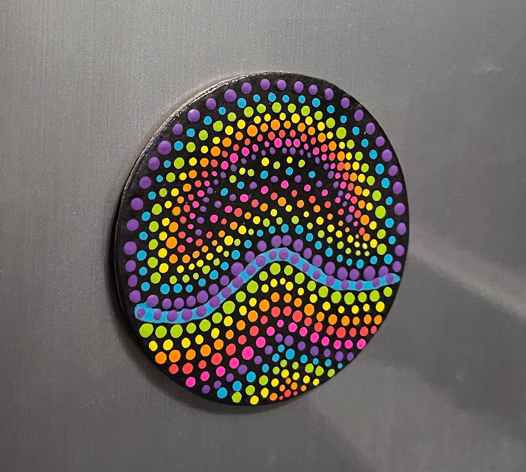 Neon Rainbow Design Wooden Hand Painted Magnet - Etsy