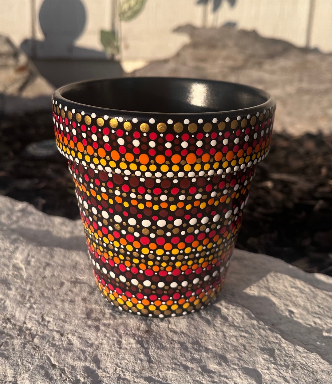 Hand Painted Dot Art Flower Pot - Etsy
