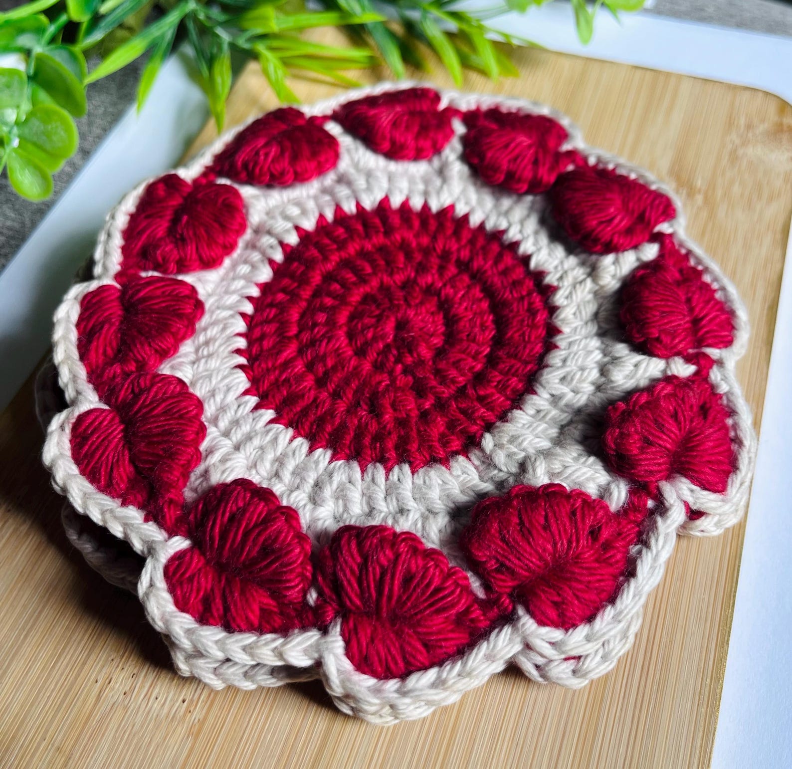 Puff Heart Crocheted Coasters, Tea Pot Holders- Set of 2 - Etsy