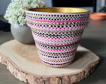 Hand Painted Dot Art Flower Pot - Etsy