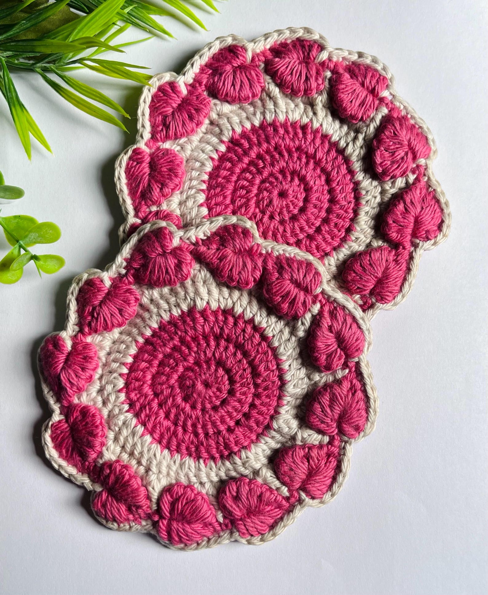 Puff Heart Crocheted Coasters, Tea Pot Holders- Set of 2 - Etsy