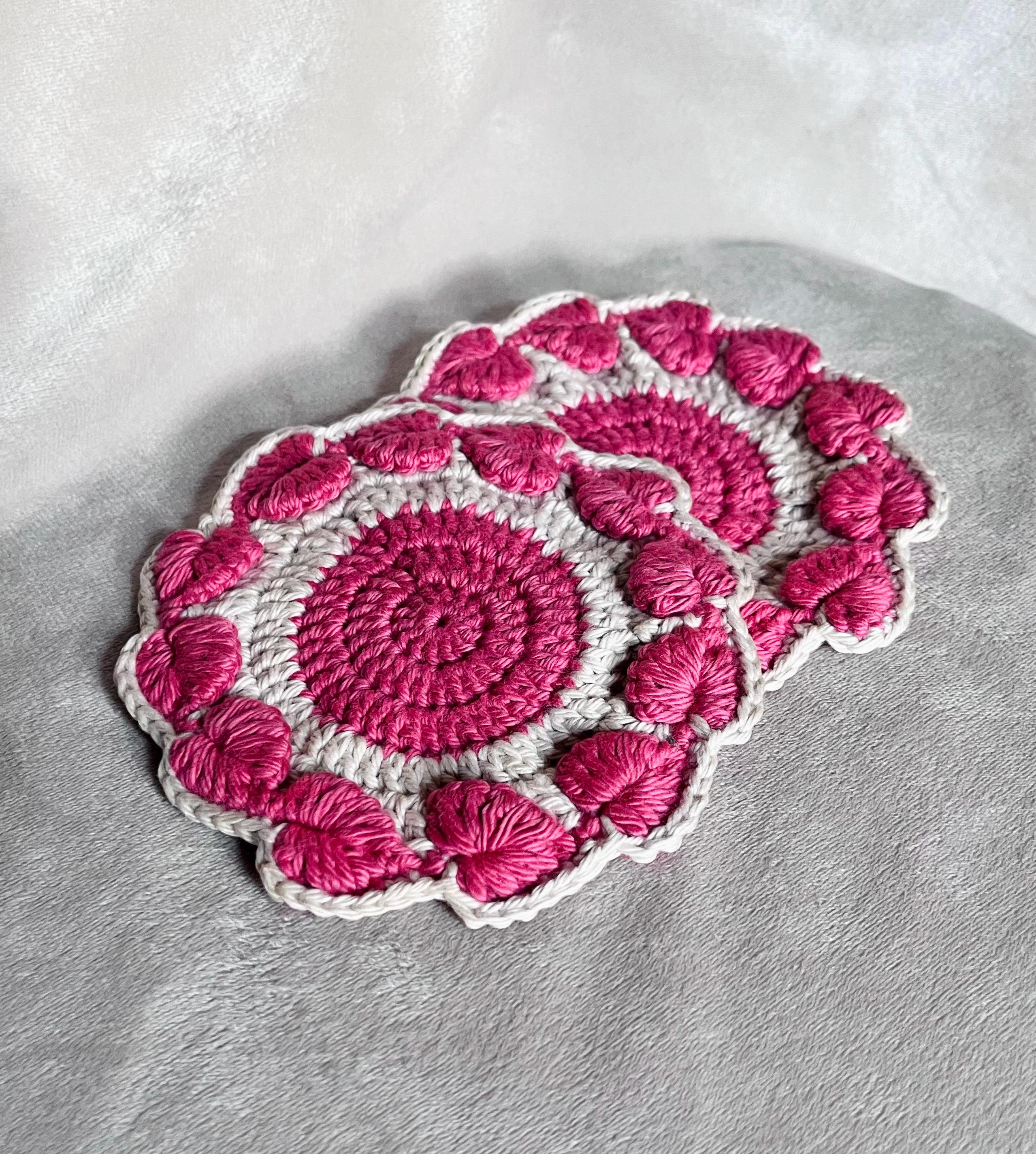 Puff Heart Crocheted Coasters, Tea Pot Holders- Set of 2 - Etsy