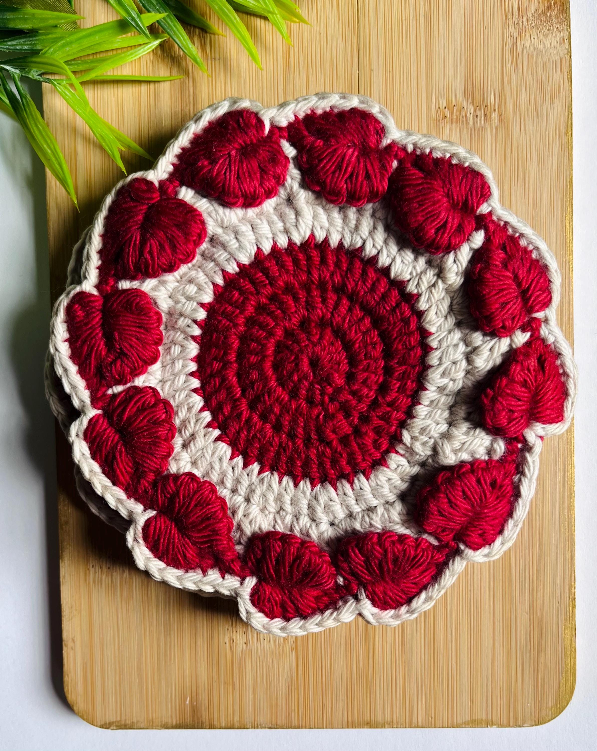 Puff Heart Crocheted Coasters, Tea Pot Holders- Set of 2 - Etsy