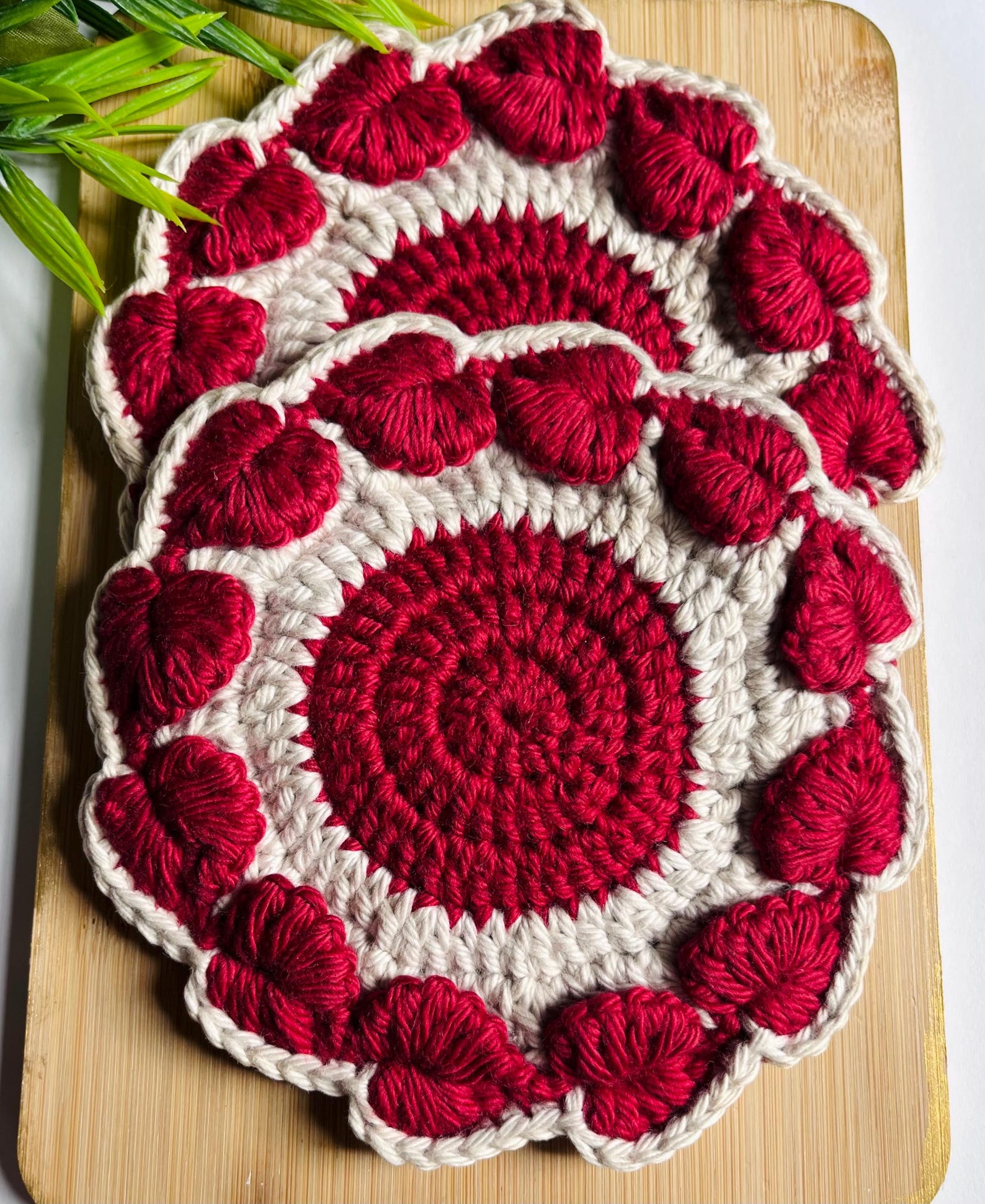 Puff Heart Crocheted Coasters, Tea Pot Holders- Set of 2 - Etsy
