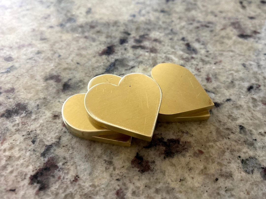 Brass Hearts 1 1/4" X 1 1/4" X 1/8" Thick , 8 Gauge, Heavy Duty Blank ...