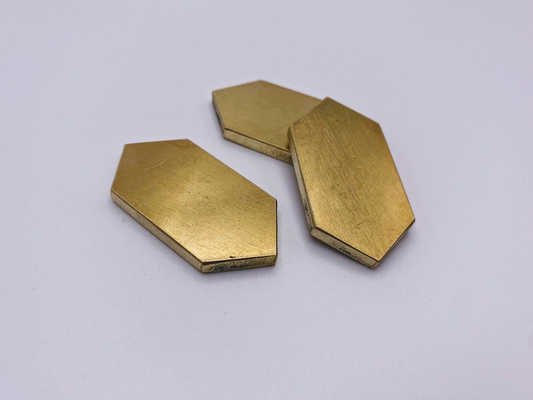 Oblong Brass Hexagons 3/4" X 1 1/2" X 8 Gauge Qty - 5 Engraving ...