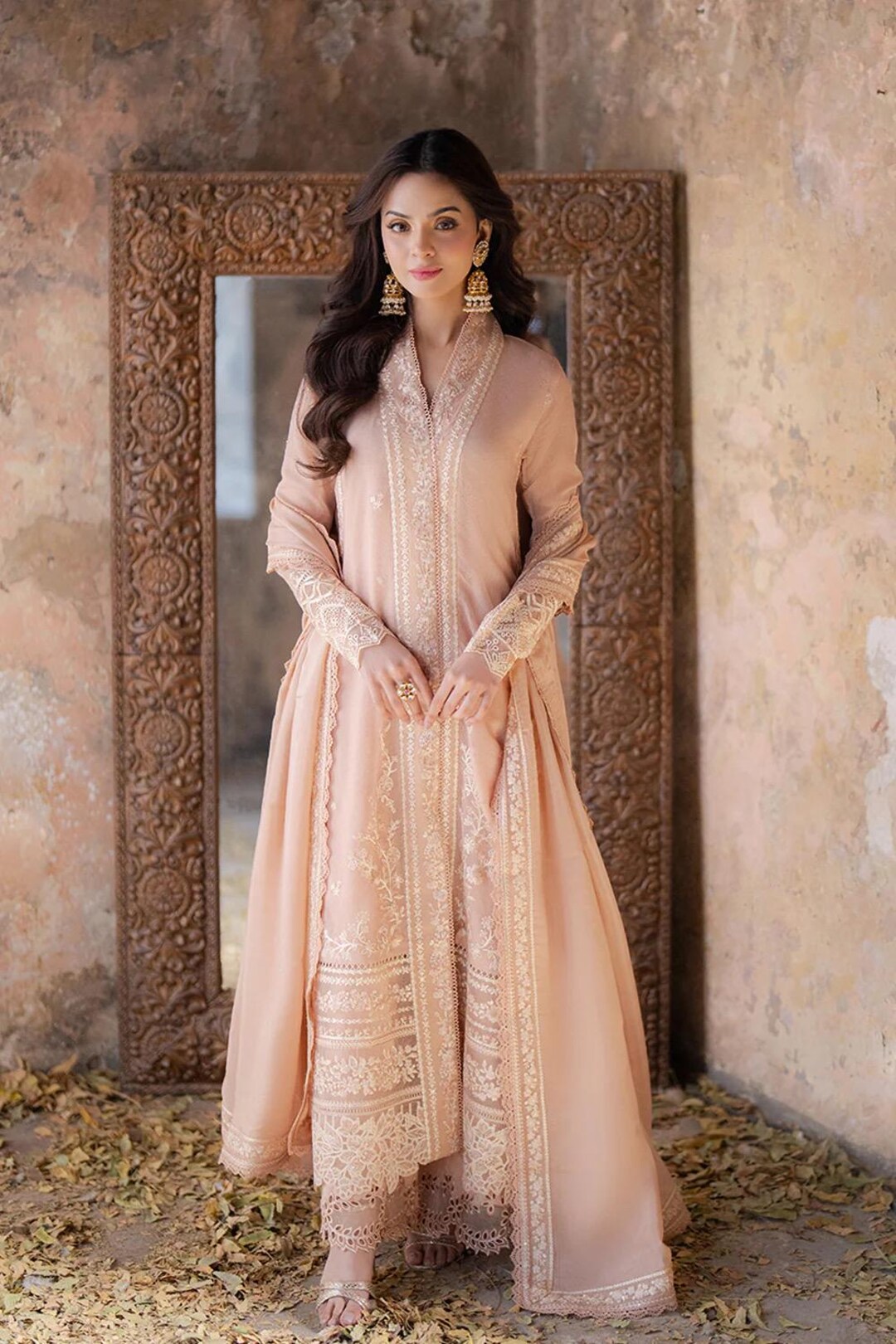 Azure Brand Original Cotton Khadi Net Embroidered Dress Ensembles ...