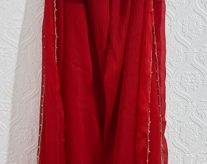 Red Chiffon Dupatta Pakistani Indian Bangladeshi Ready to Wear - Etsy