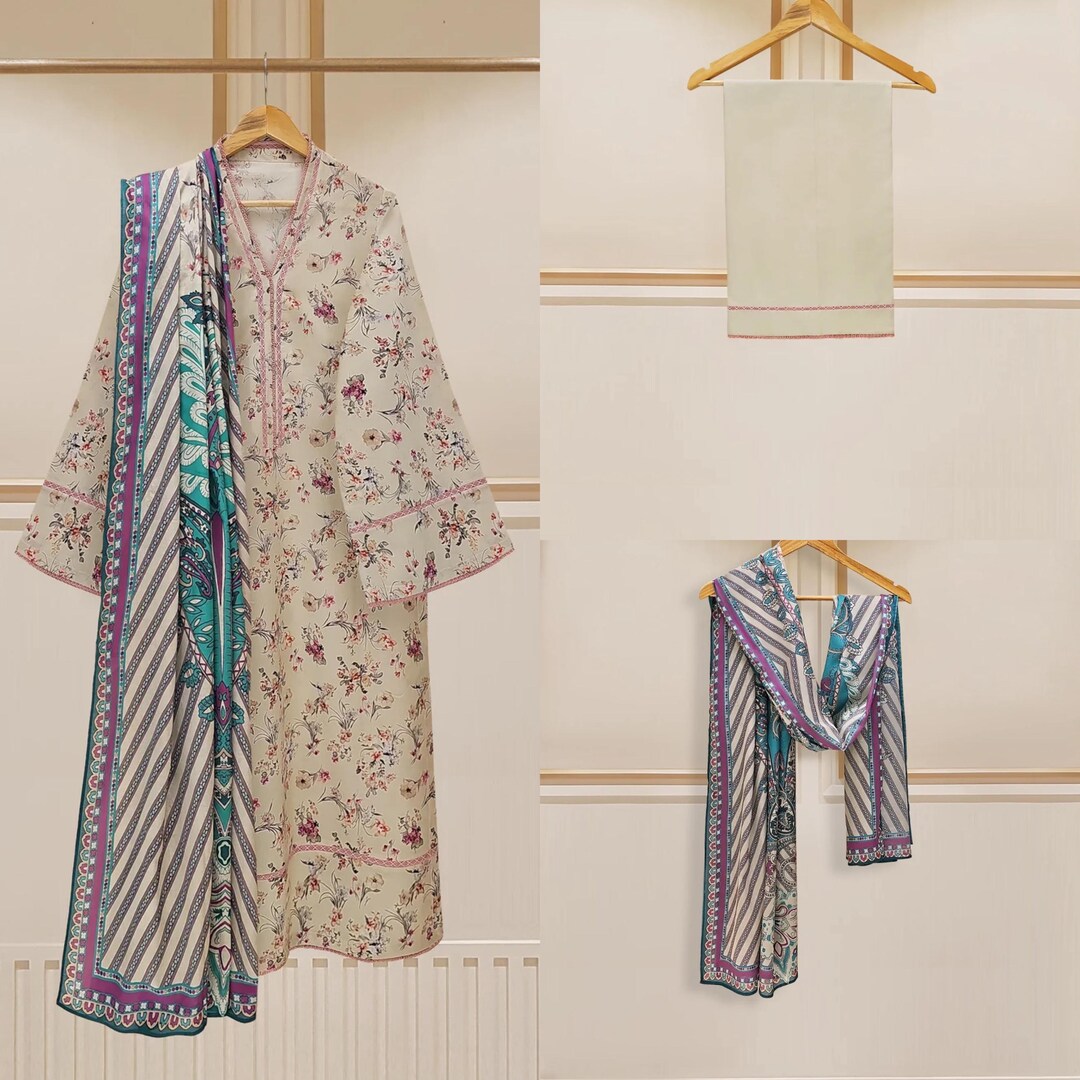 Agha Noor Original 3 Piece Law Dress Shirt Pant & Dupatta Pakistani ...