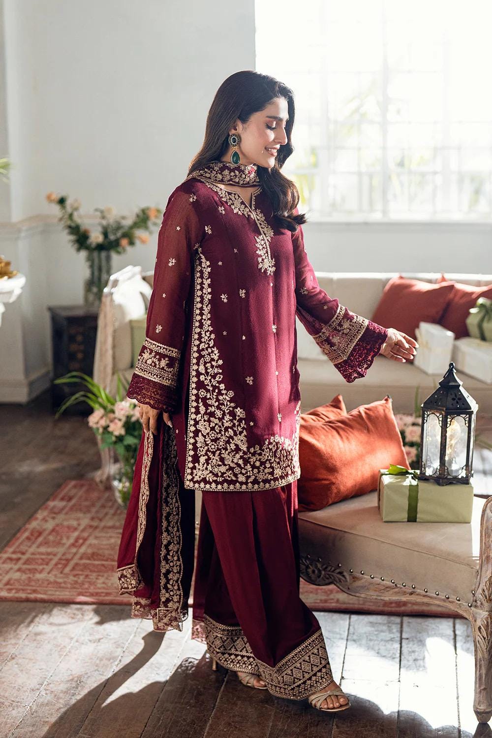 Azure Brand Original Farshi Shalwar Dress Khadi Net Embroidered Latest ...