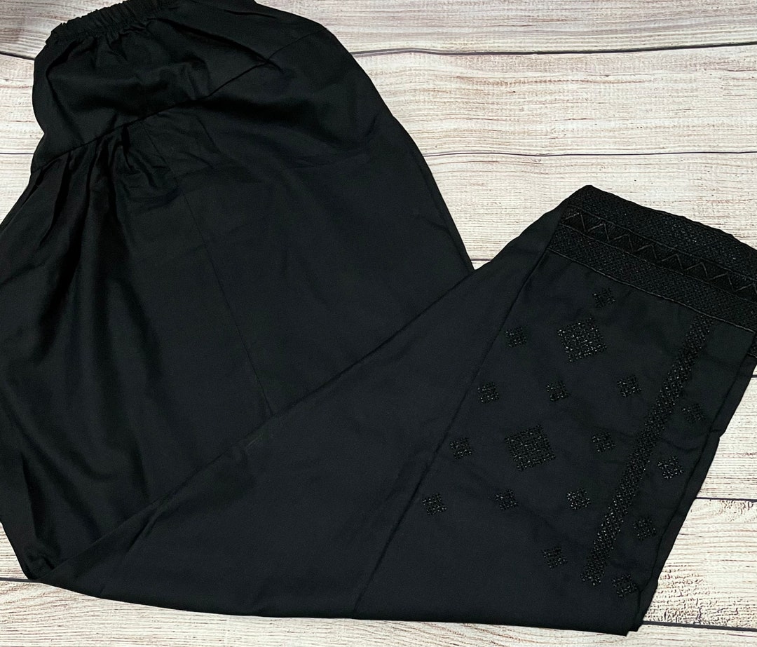Cotton Embroidered Shalwar Pakistani Indian Wear Pant Trouser Black - Etsy