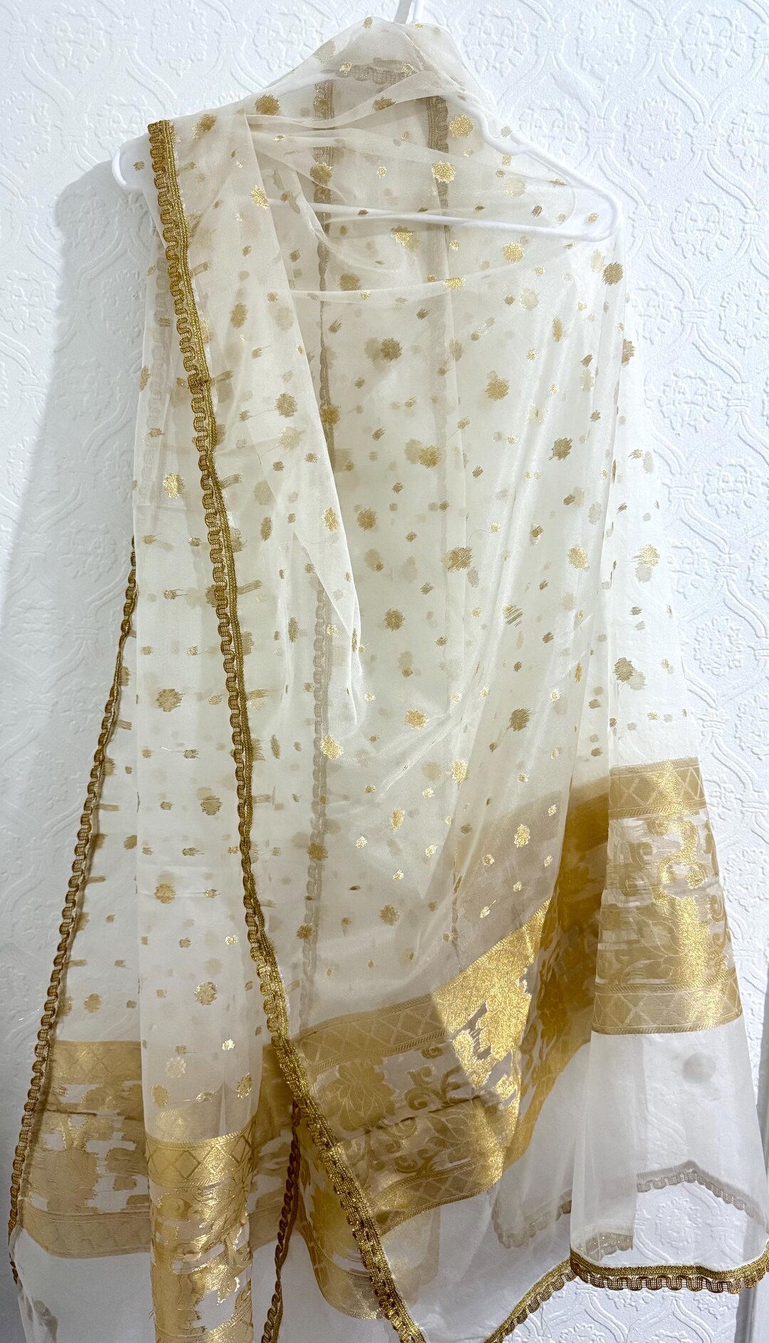 Pure Organza Dupatta Pakistan Indian Wear Offwhite & Gold - Etsy