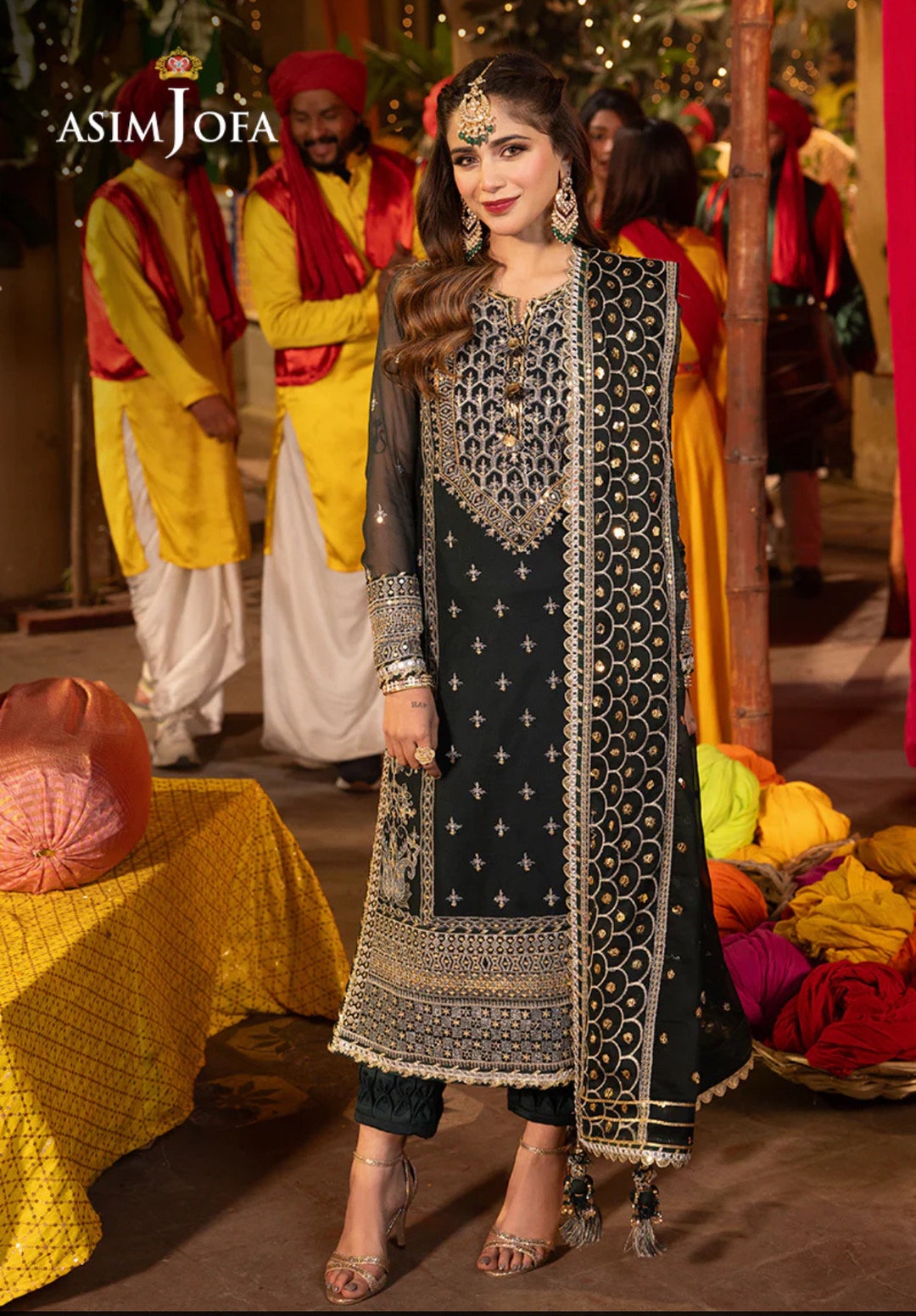 Asim Jofa Original Chiffon Embroidered Chamak Dhamak Collection Pakistani Designer Wear Size XL ...