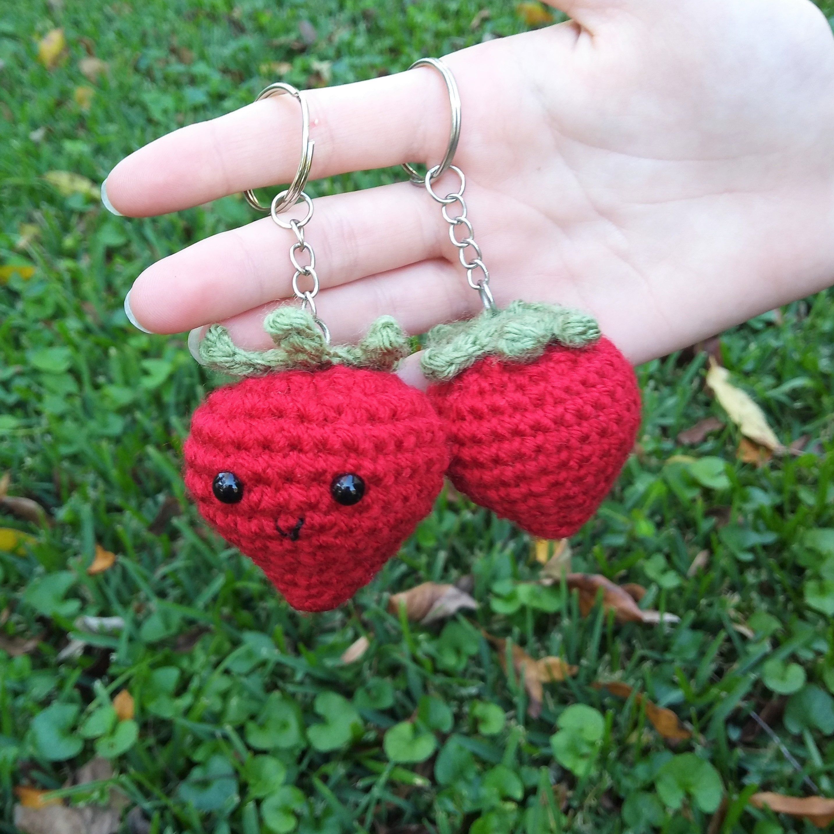 Crochet Strawberry Keychain Strawberry Plush Bag Charm - Etsy