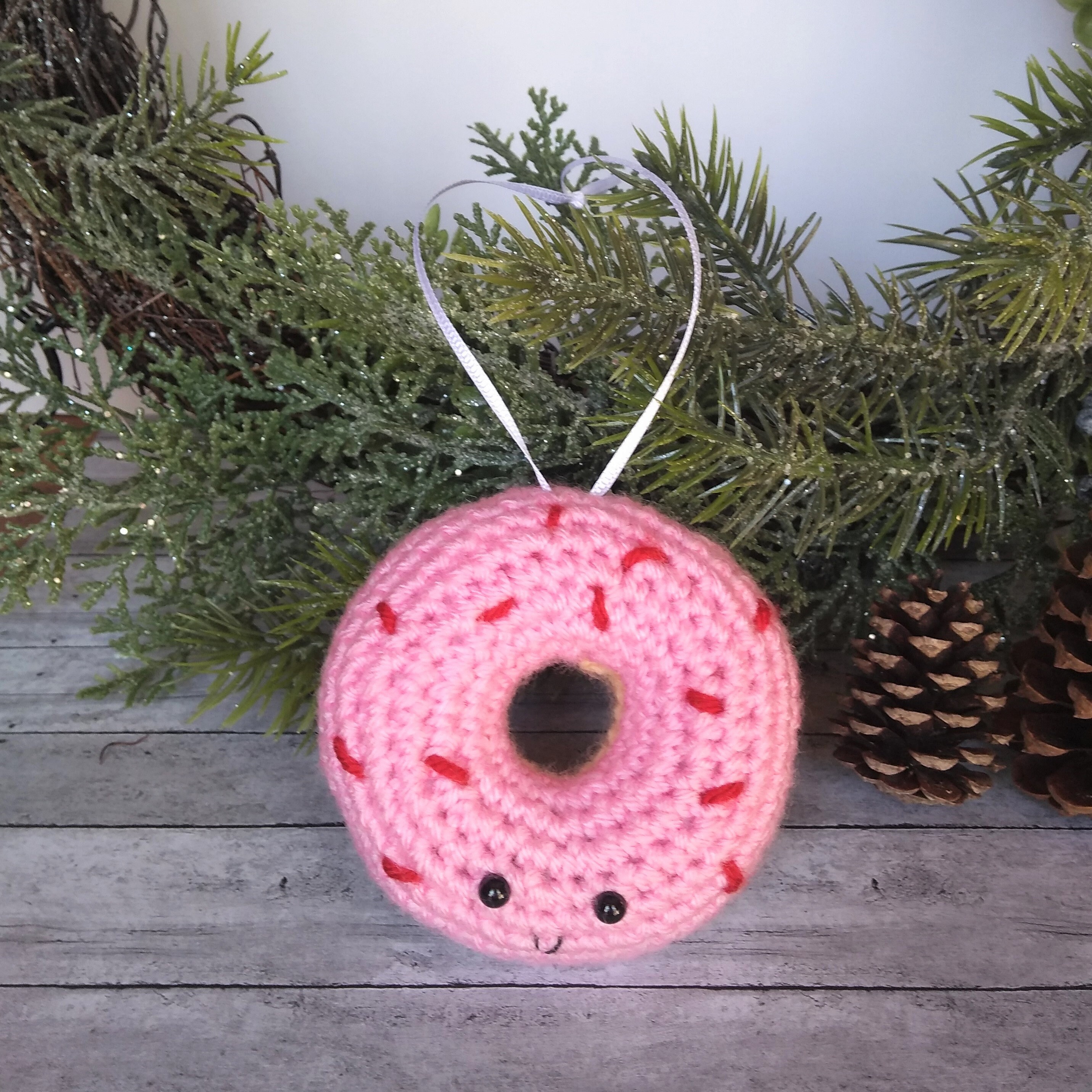 Donut Ornament Crochet Donut Plush Christmas Decoration - Etsy