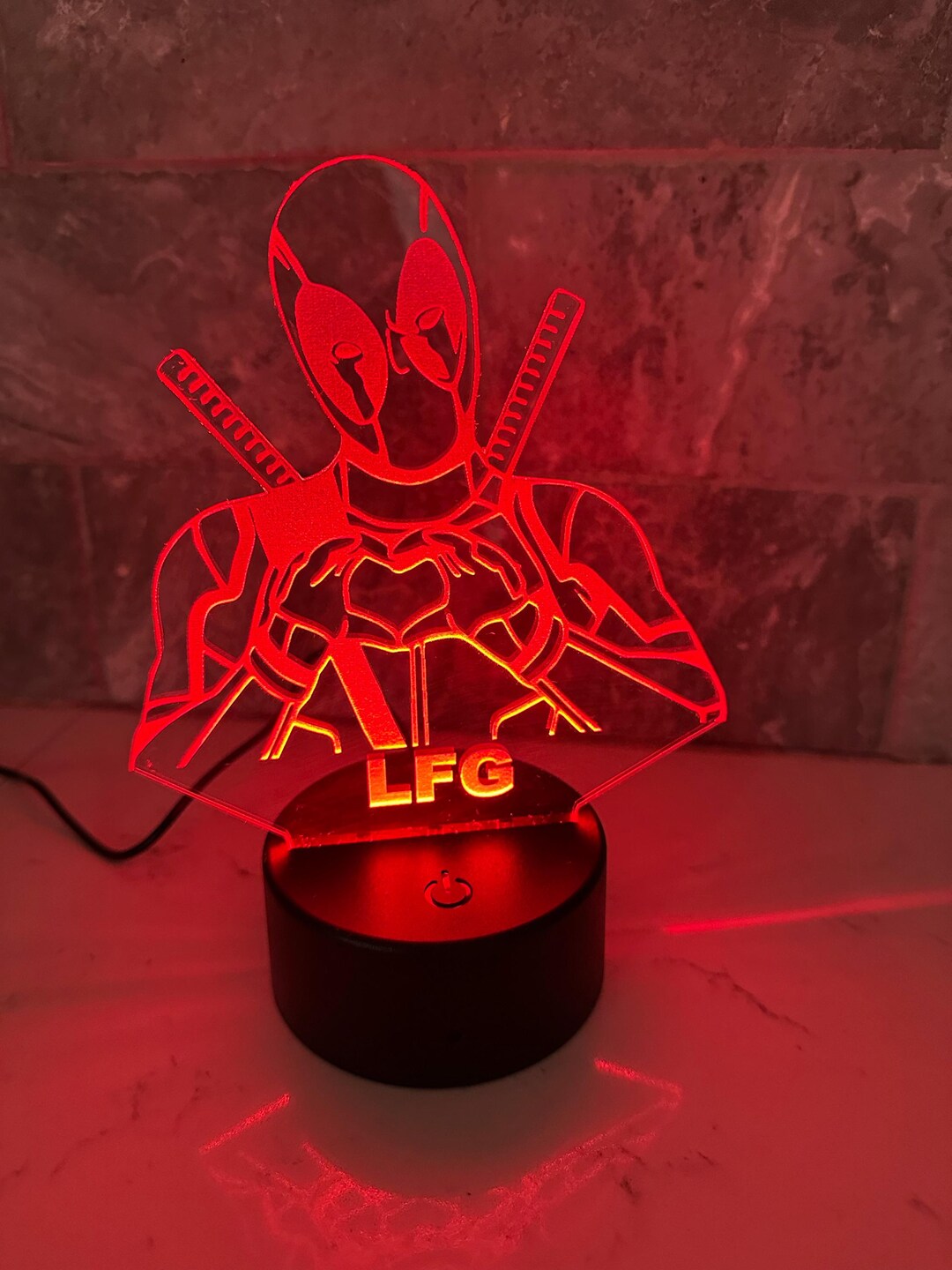 Personalized Deadpool 3D Night Light Custom LED Night Light Deadpool ...