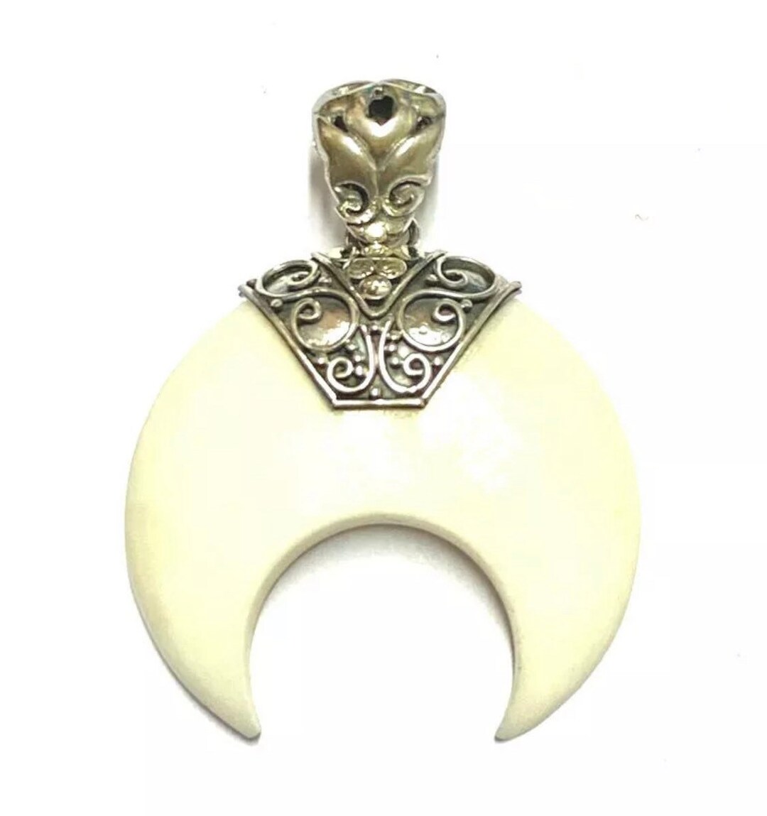 Wicca Moon Bone and 925 Sterling Silver 4cm. - Etsy