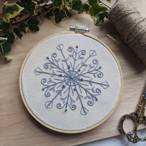 Snowflake Hand Embroidery Pattern Download Digital PDF for Beginners ...
