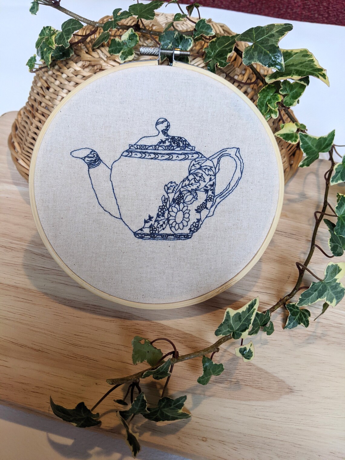 Teapot Hand Embroidery Pattern Download || 6 Inch or 7.5 Inch Hoop ...