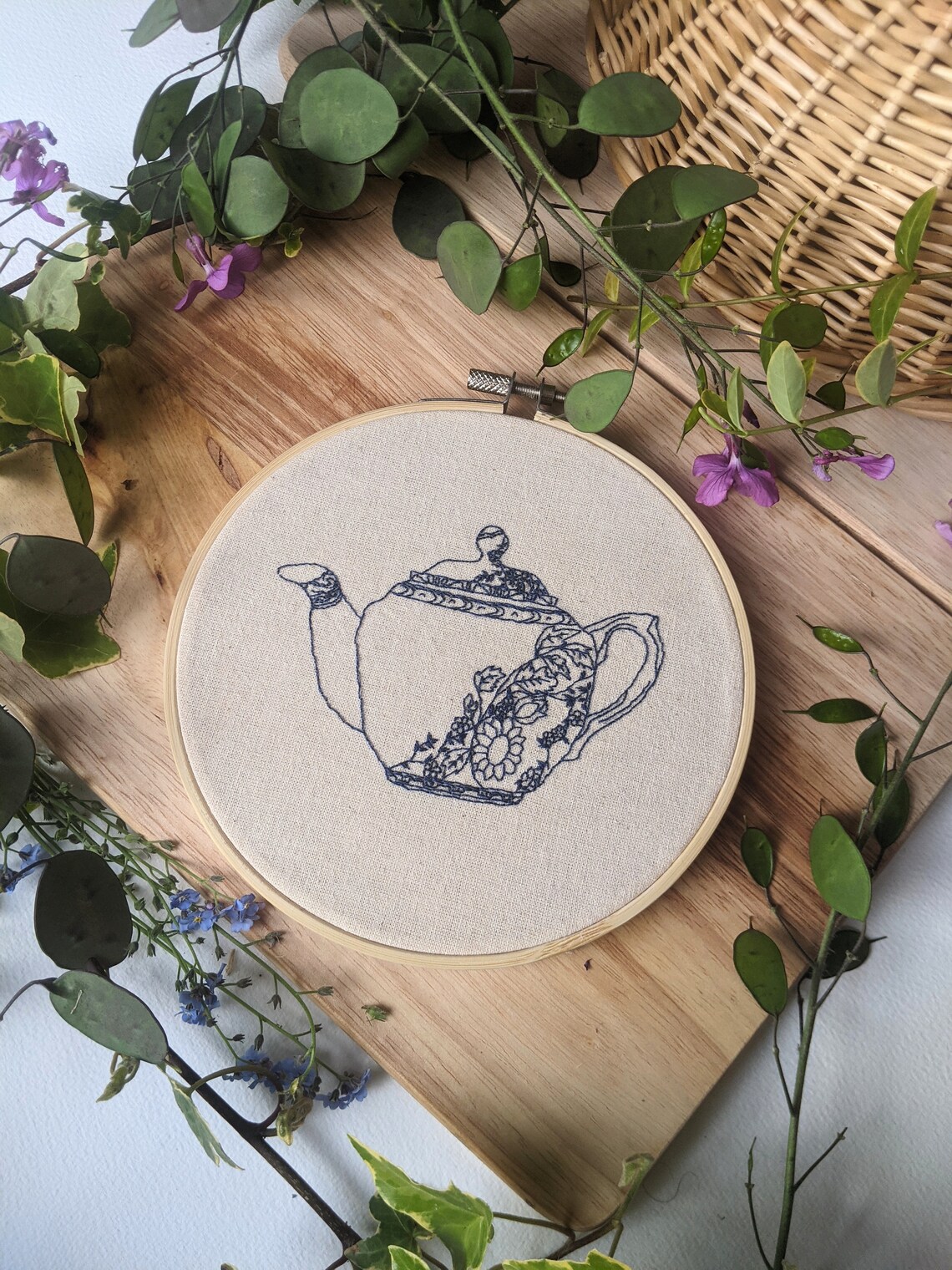Teapot Hand Embroidery Pattern Download || 6 Inch or 7.5 Inch Hoop ...