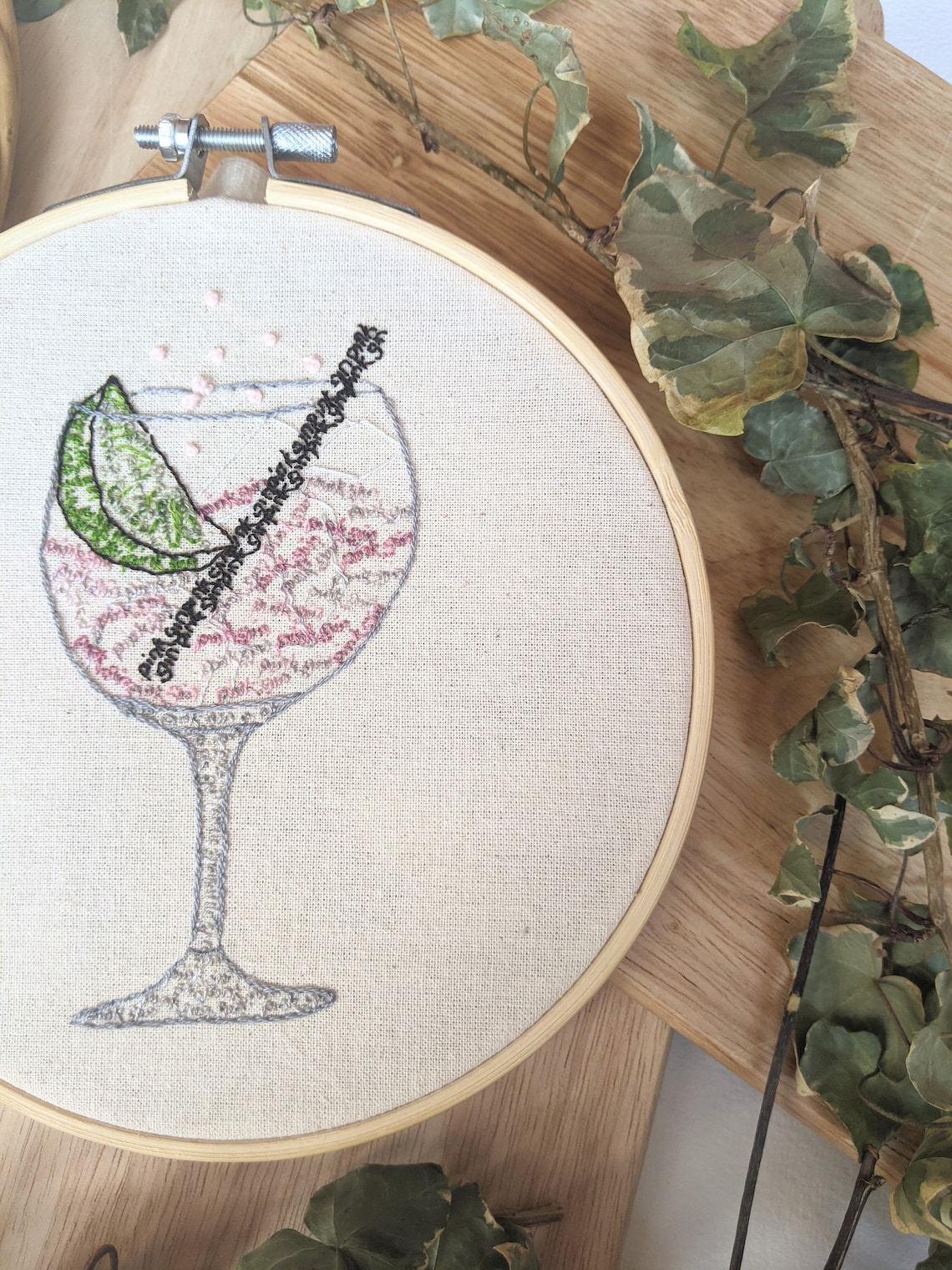 Gin and Tonic Digital Pattern Hand Embroidery 6 Inch or 7.5 - Etsy