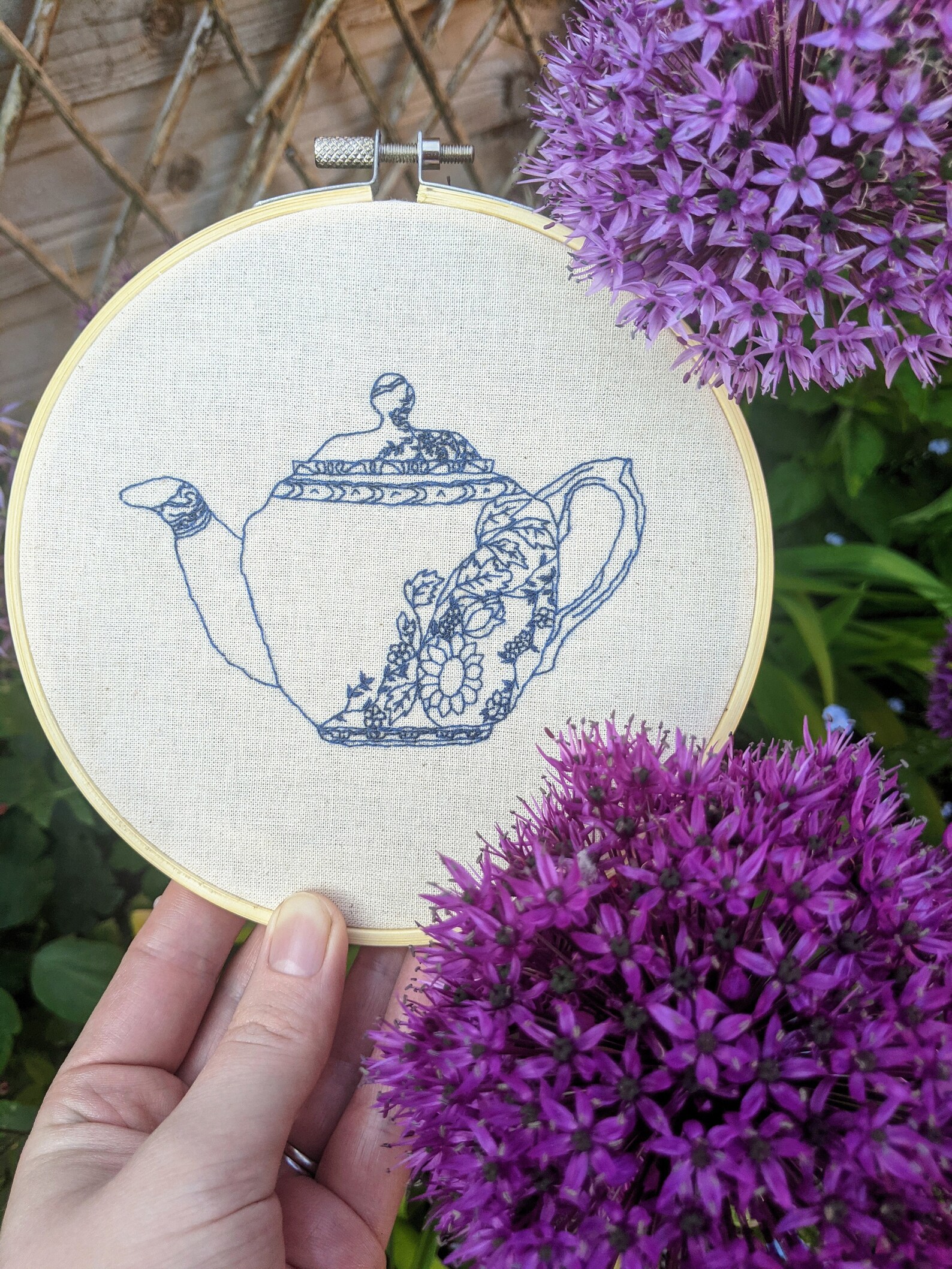 Teapot Hand Embroidery Pattern Download || 6 Inch or 7.5 Inch Hoop ...