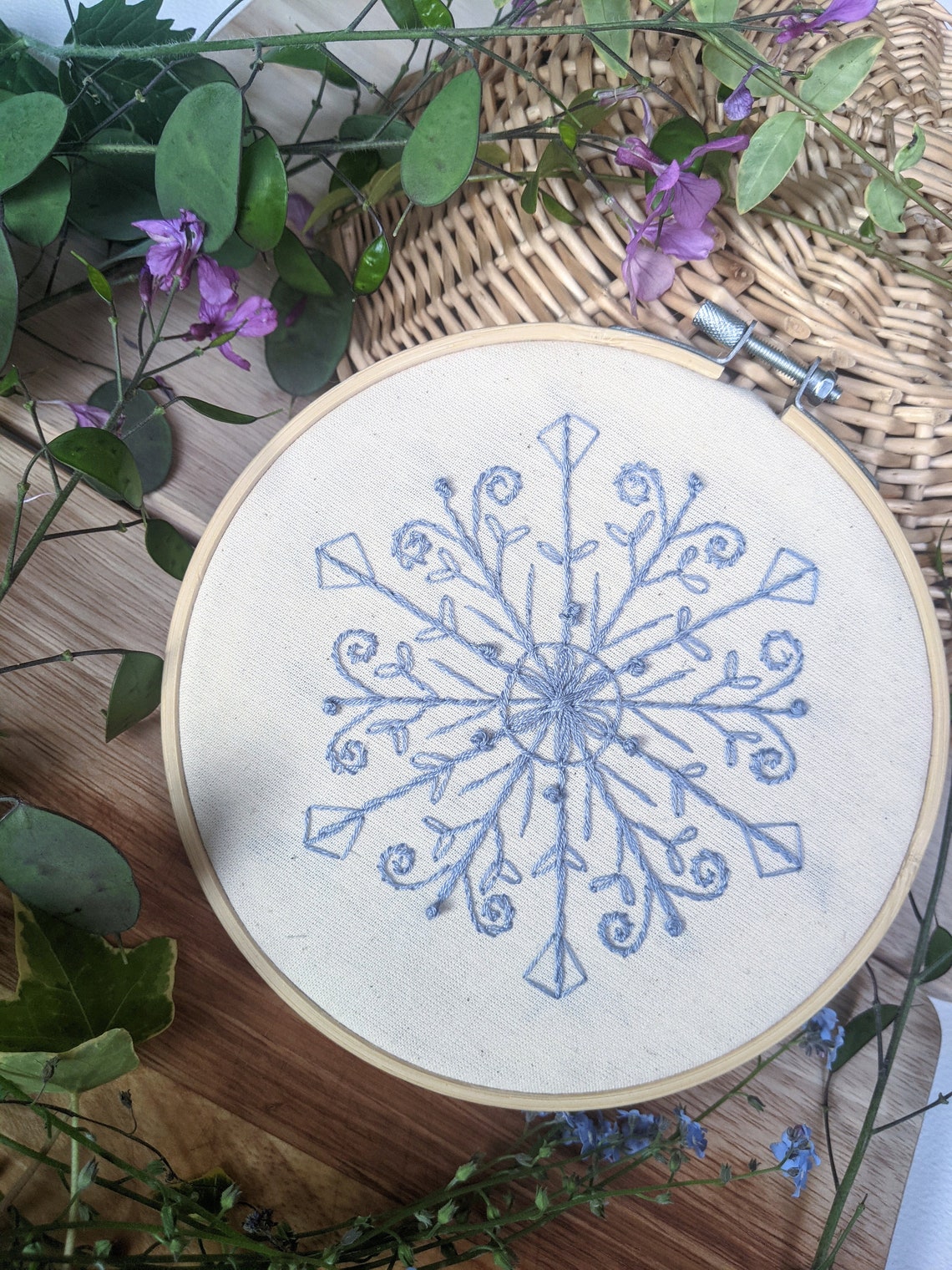 Snowflake Hand Embroidery Pattern Download Digital PDF for Beginners ...
