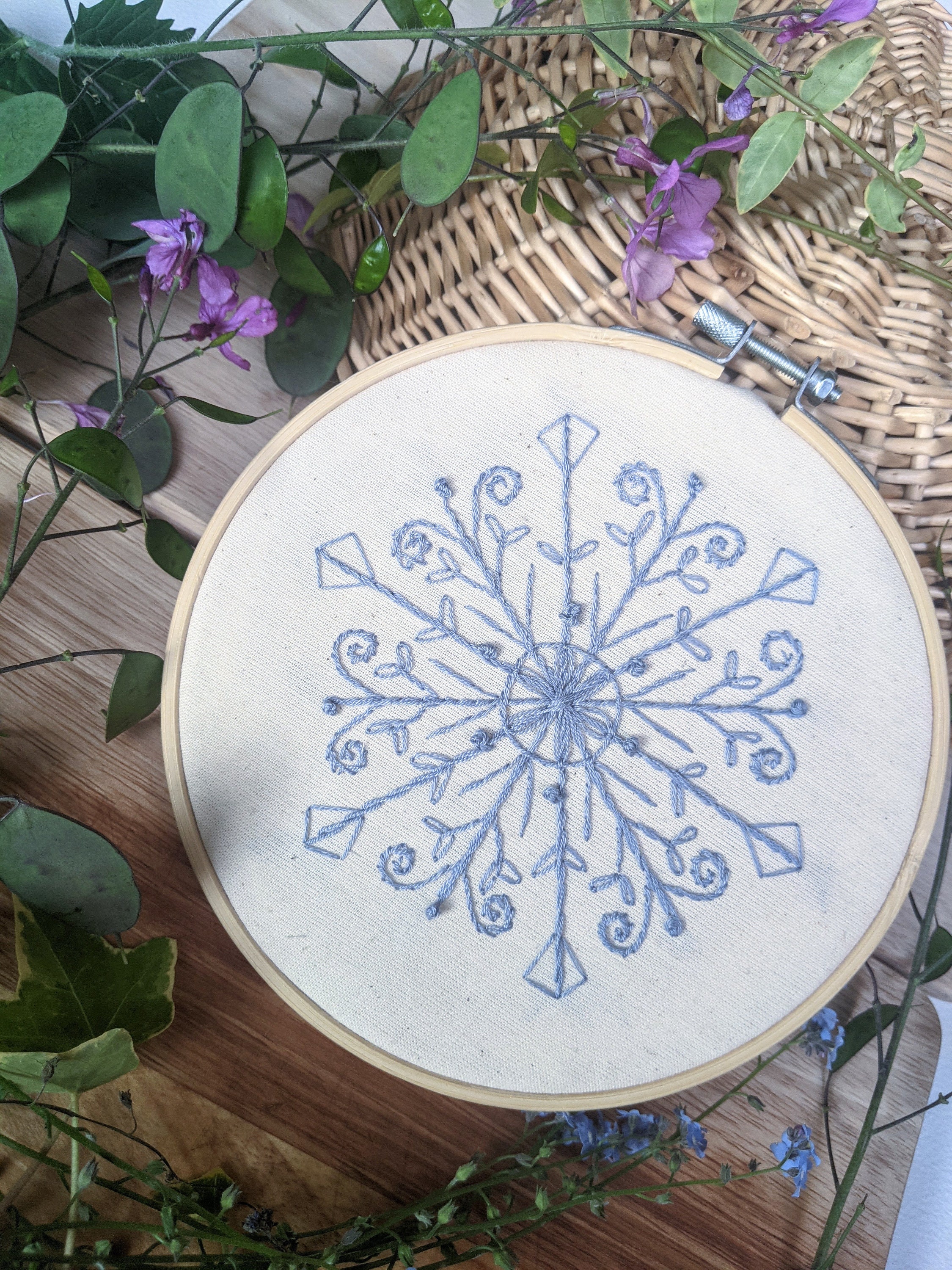 Snowflake Hand Embroidery Pattern Download Digital PDF for Beginners ...