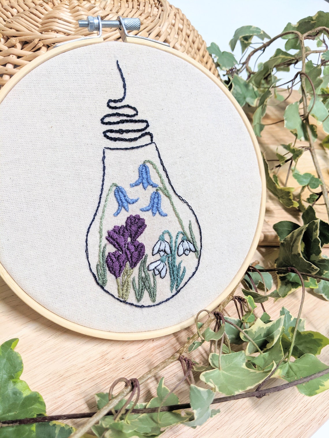 Spring Flowers Bulbs Digital Pattern Hand Embroidery 6 Inch or 7.5 Inch ...