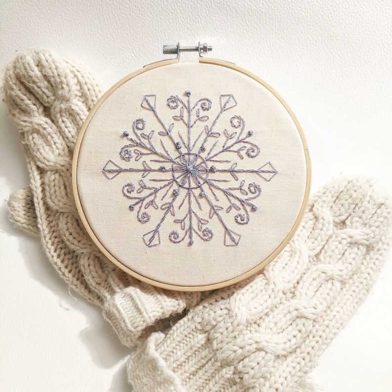 Snowflake Hand Embroidery Pattern Download Digital PDF for Beginners ...