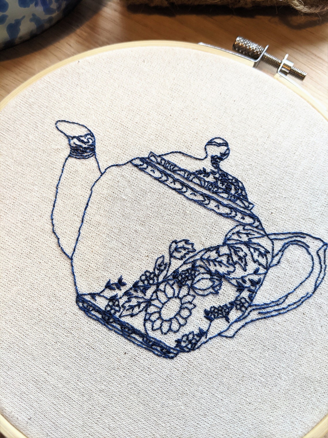 Teapot Hand Embroidery Pattern Download || 6 Inch or 7.5 Inch Hoop ...