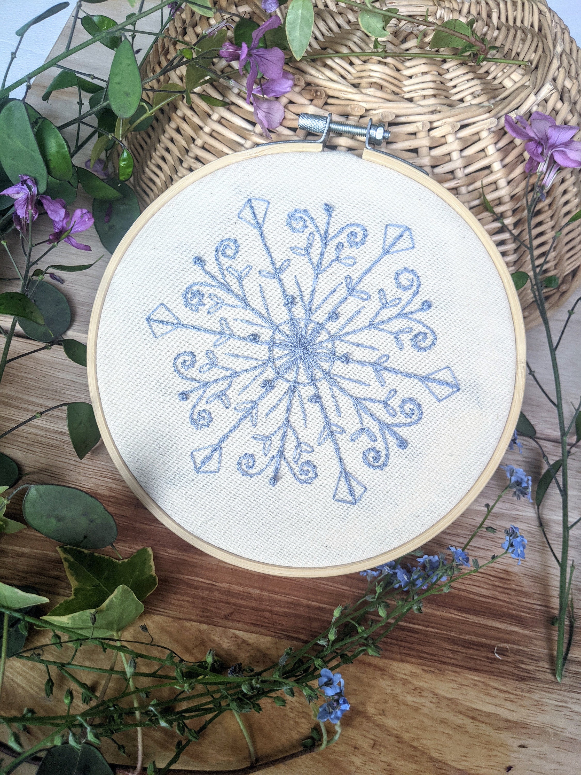 Snowflake Hand Embroidery Pattern Download Digital PDF for Beginners ...