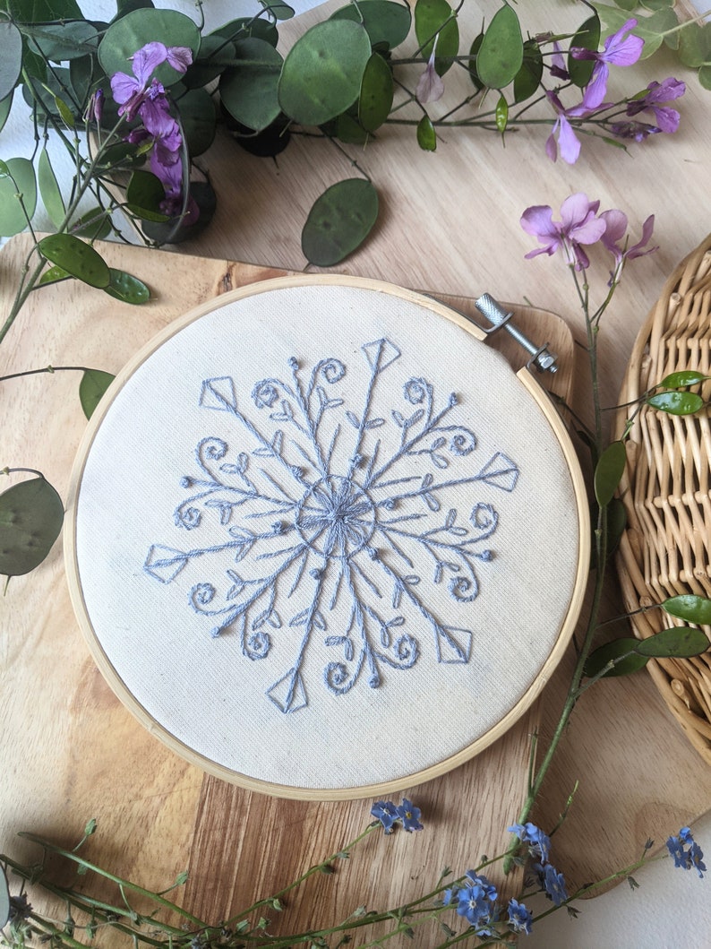 Snowflake Hand Embroidery Pattern Download Digital PDF for | Etsy