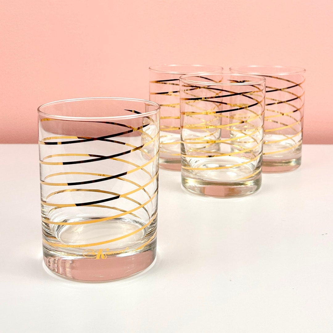 Set of 4 Kraftware Gold Swirl Glasses - Etsy