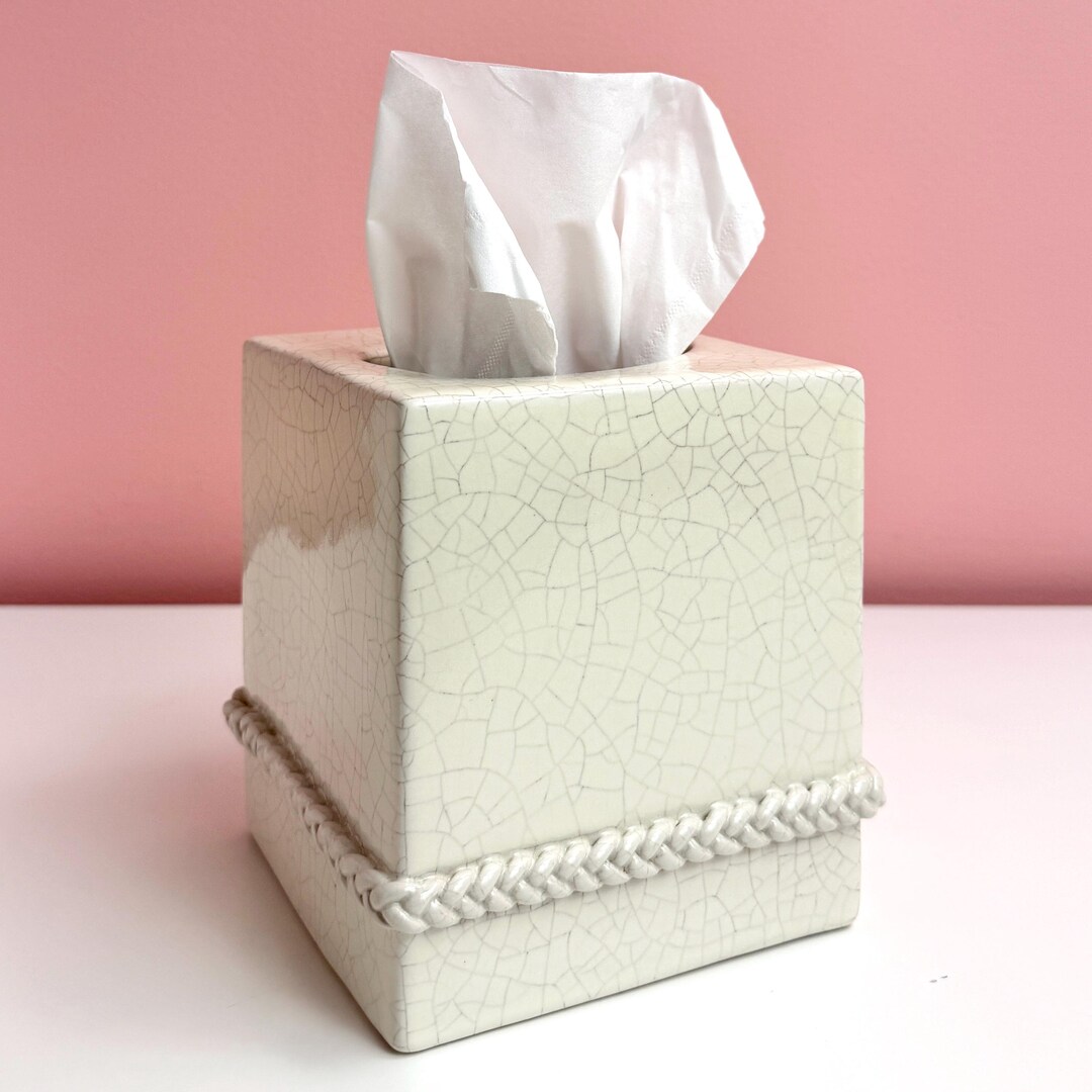 Ceramic Tissue Box Cover With Braided Detail - Etsy