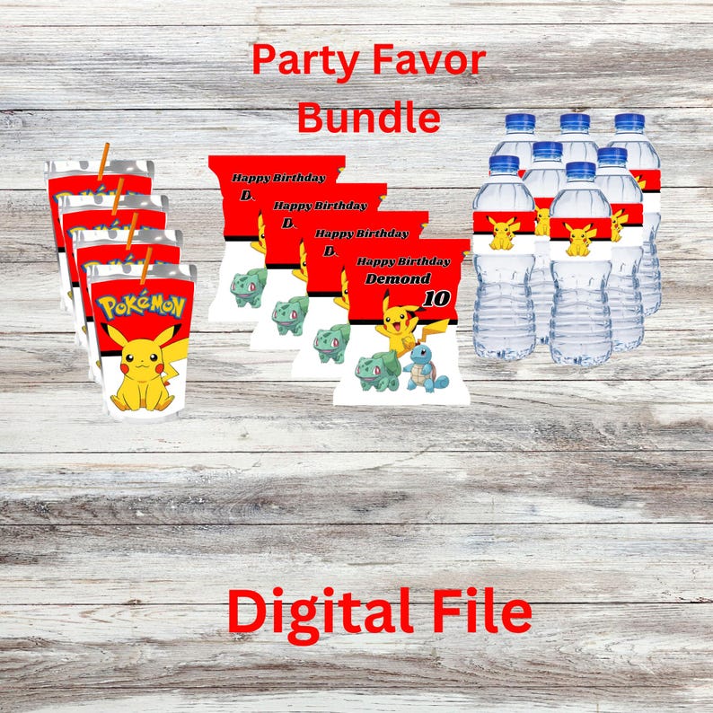 Pikachu Birthday Chip Bag Labels Boy Pokemon Game Party Decoration ...