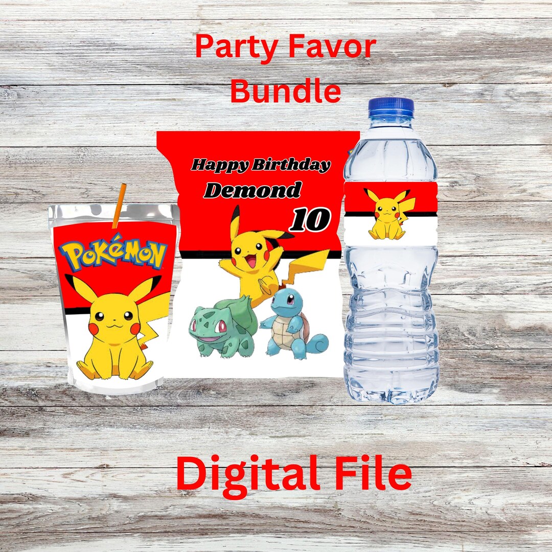 Pikachu Birthday Chip Bag Labels Boy Pokemon Game Party Decoration ...