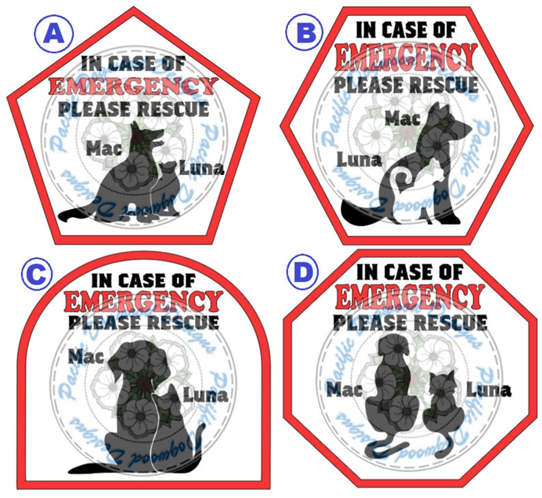 In Case of Emergency, Pet Decals, House Warning Pet Sign, Rescue Pets ...