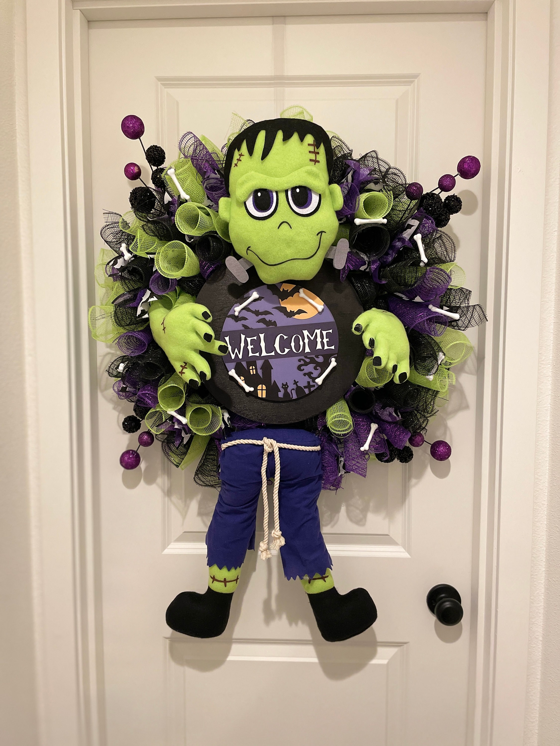 Frankenstein Halloween Wreath: Monster Door Decor - Etsy