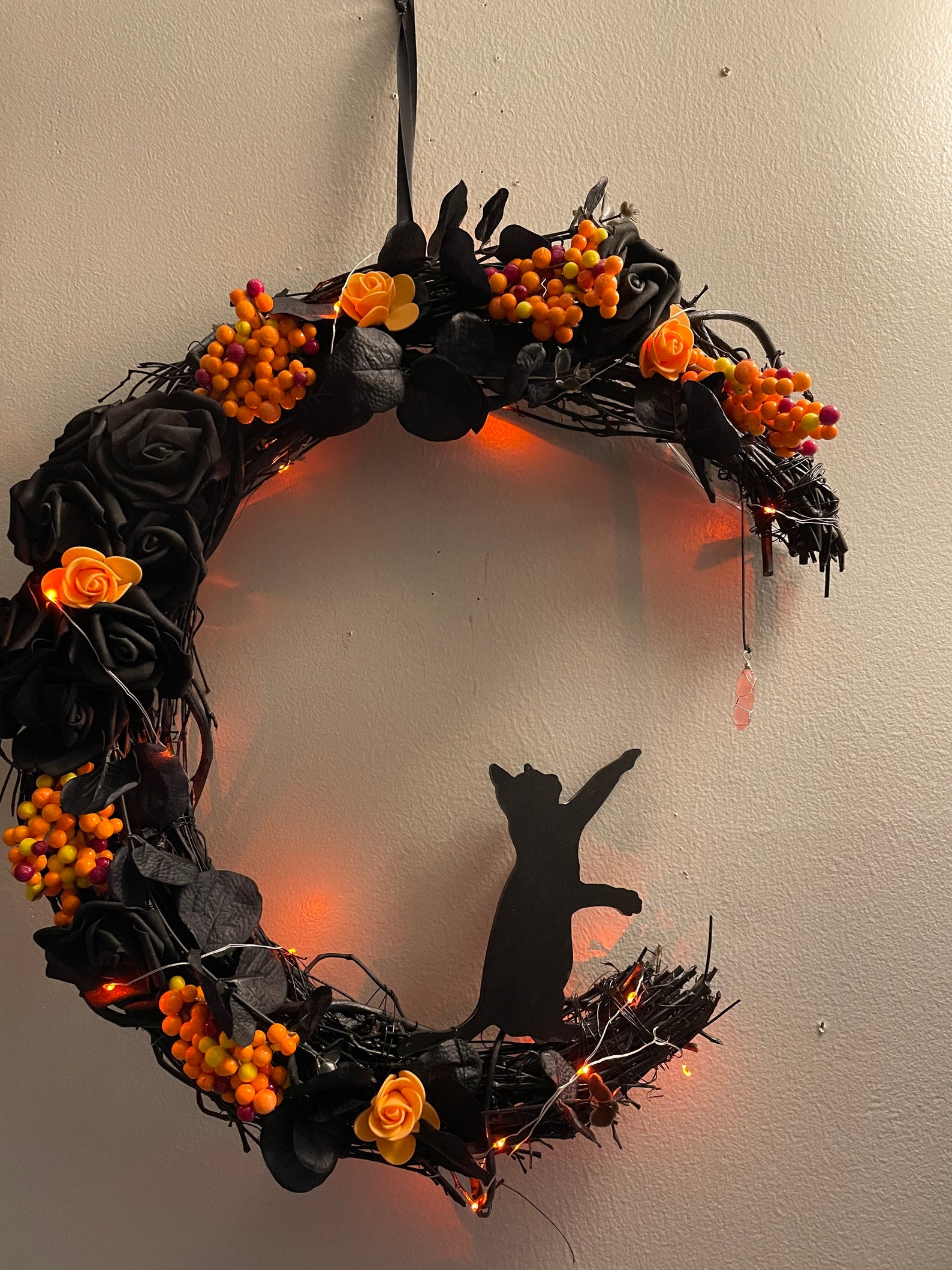 Orange/black Cat Crescent Moon Wreath - Etsy