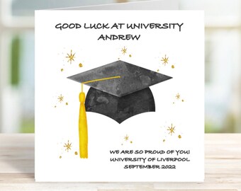 Personalised Good Luck at University Card, University Card, Mortar ...