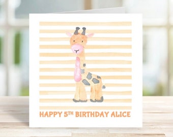 Giraffe Personalised Birthday Card - Etsy