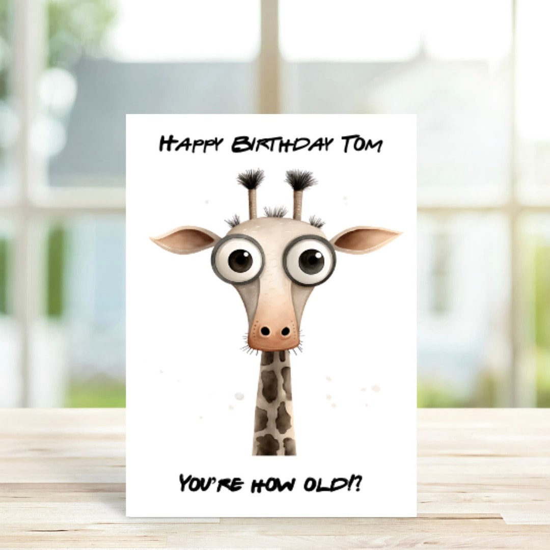 Personalised Giraffe Birthday Card , Funny Giraffe Birthday Card, Card ...