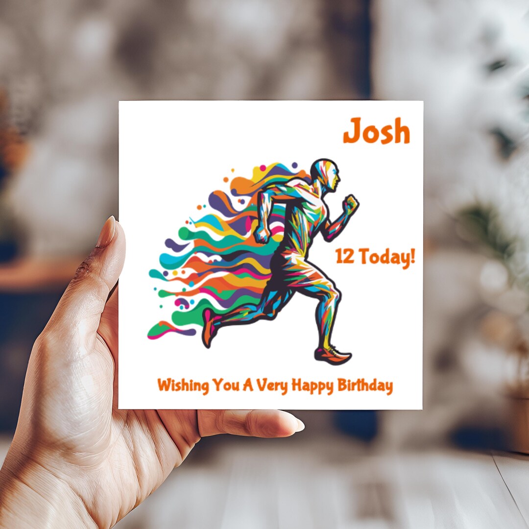 Personalised Runner Birthday Card, Personalised Male Runner Card, Card ...