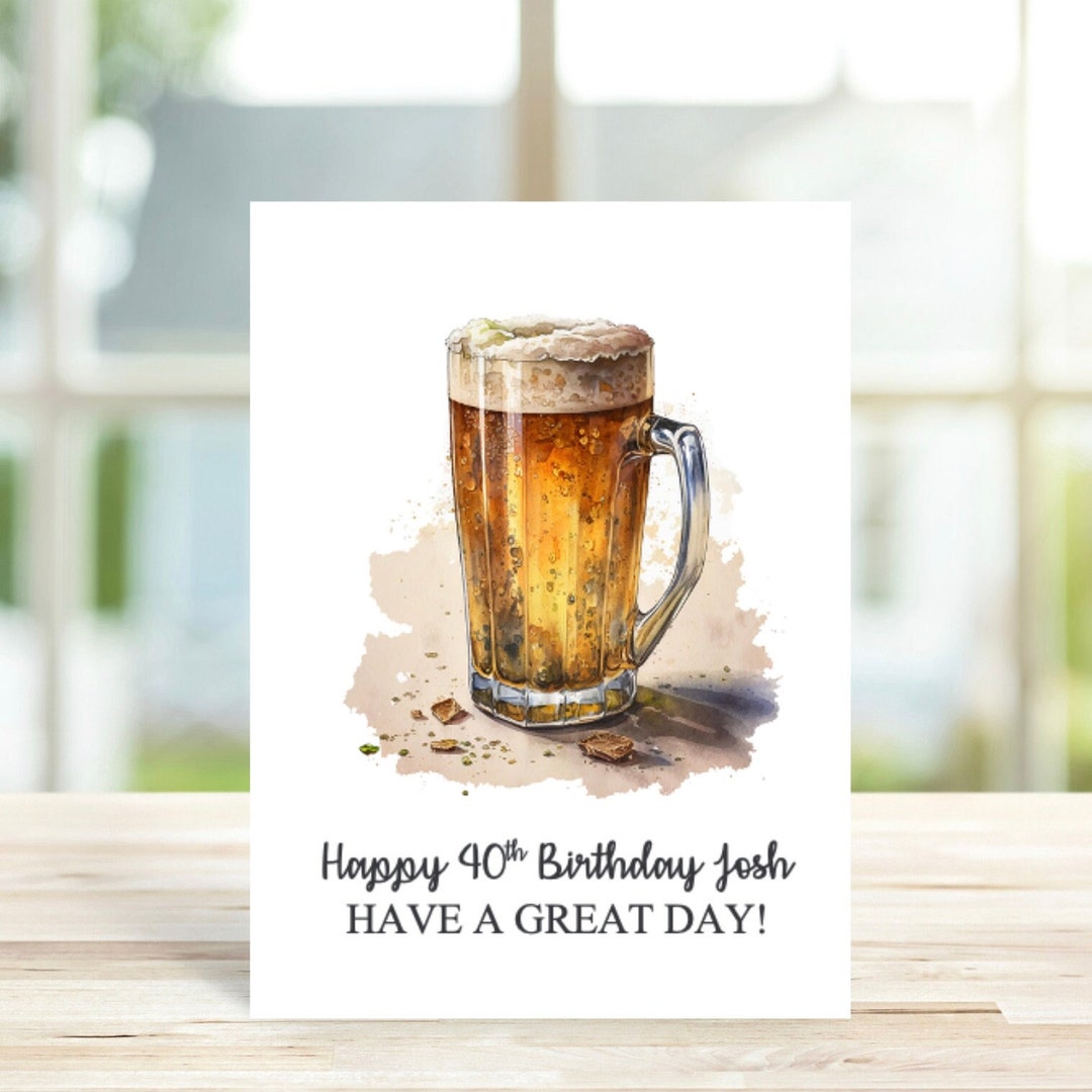 Personalised Beer Birthday Card, Lager Card, Beer Greeting Card, Card ...