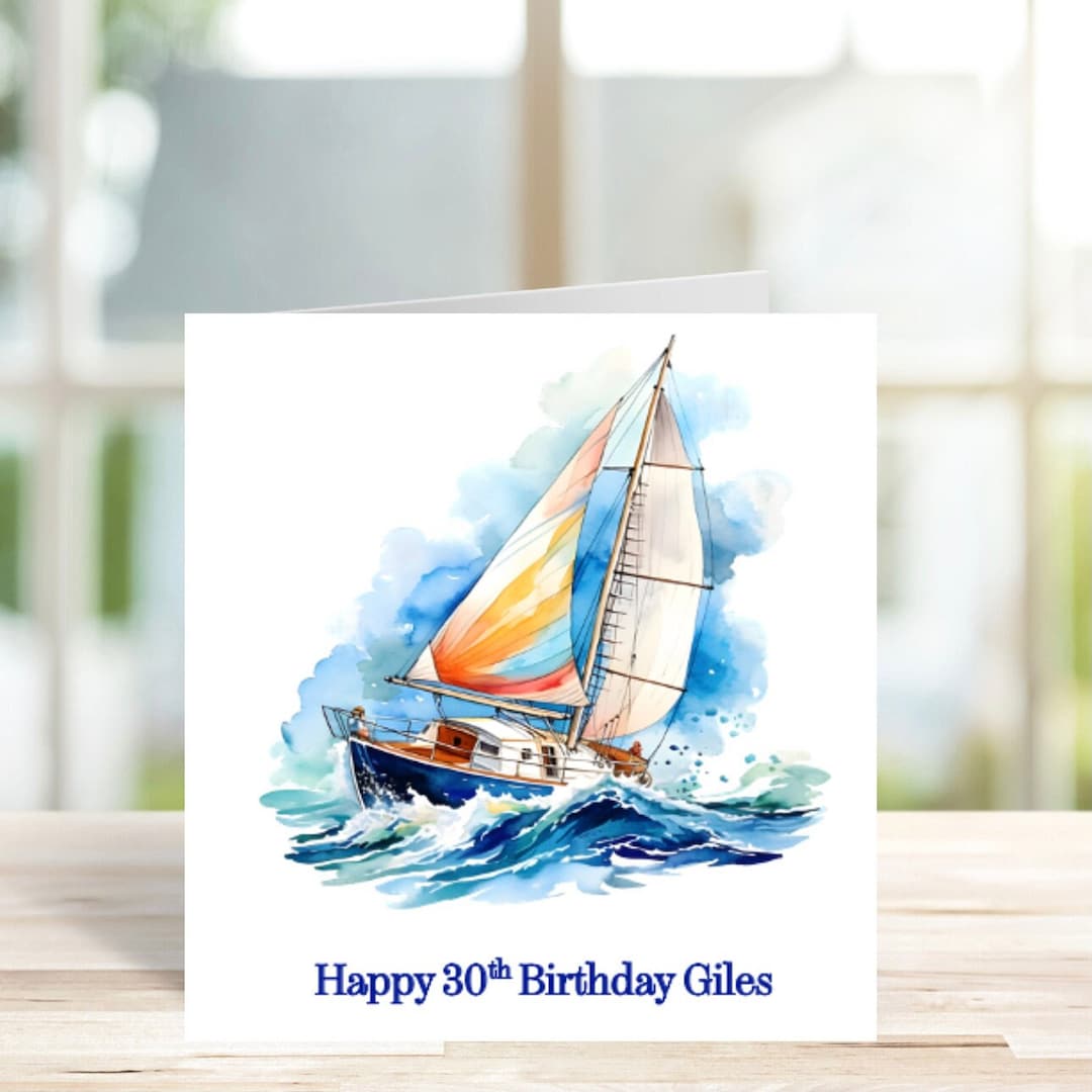 Personalised Sailing Birthday Card , Sailboat Card, Yacht Card - Etsy