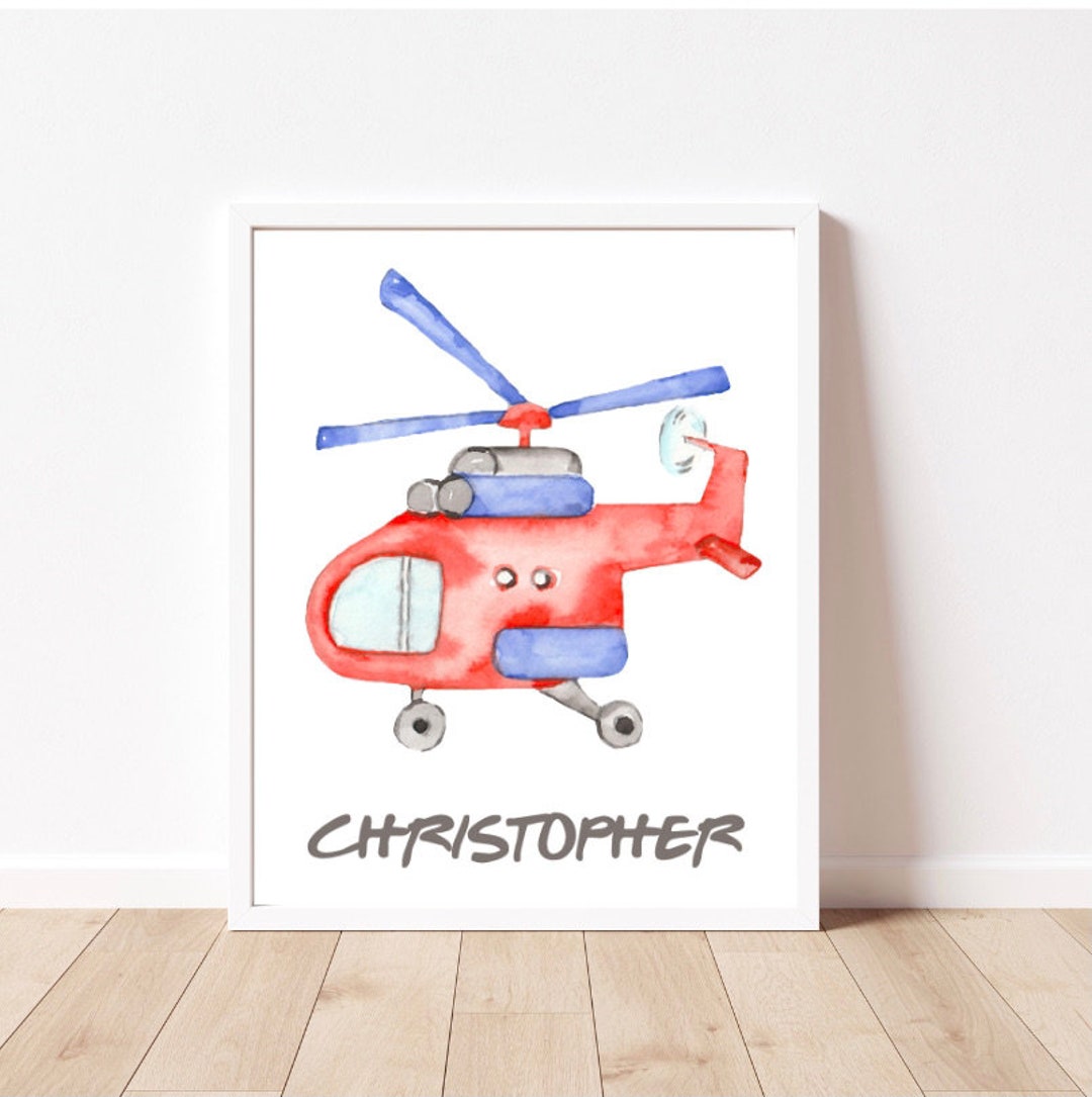 Personalised Helicopter Print, Helicopter Poster, Personalised Bedroom ...
