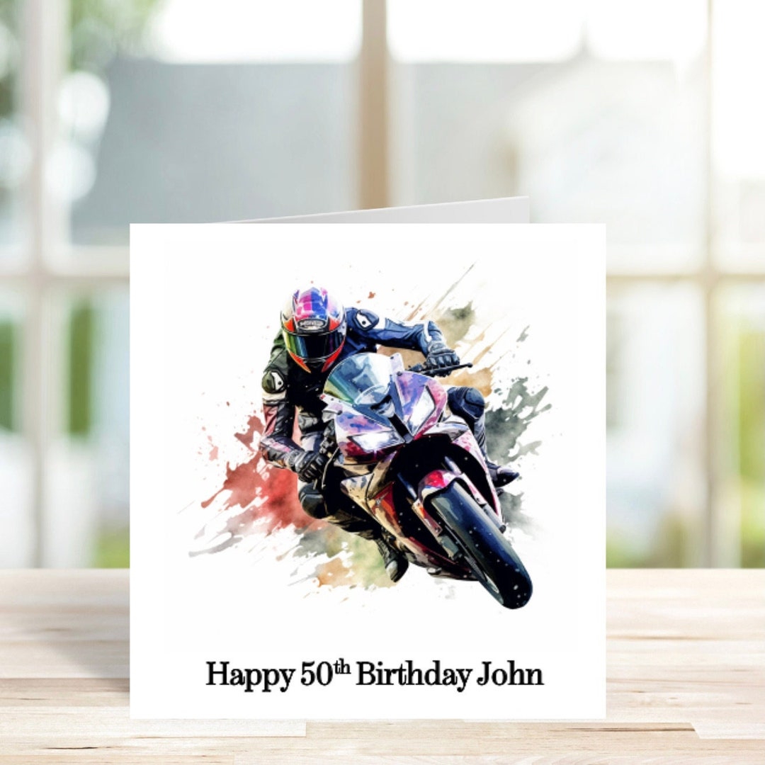 Personalised Motorbike Birthday Card , Superbike Card, Motorbike Card ...