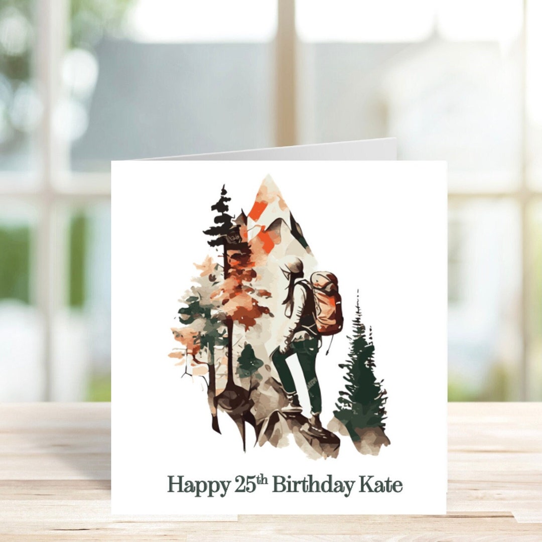 Personalised Hiker Birthday Card, Female Hiking Birthday Card ...